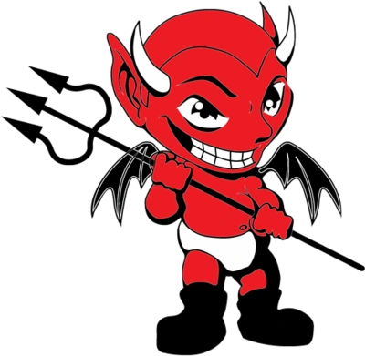 Free download cure red baby devil with trident tattoo design,red devil ...