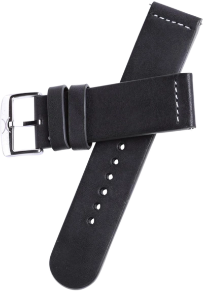 Free download xeric 22mm smooth black leather strap with navy backing ...