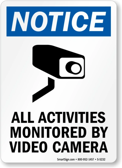 Free download notice all activities monitored by video sign,sign HD PNG ...